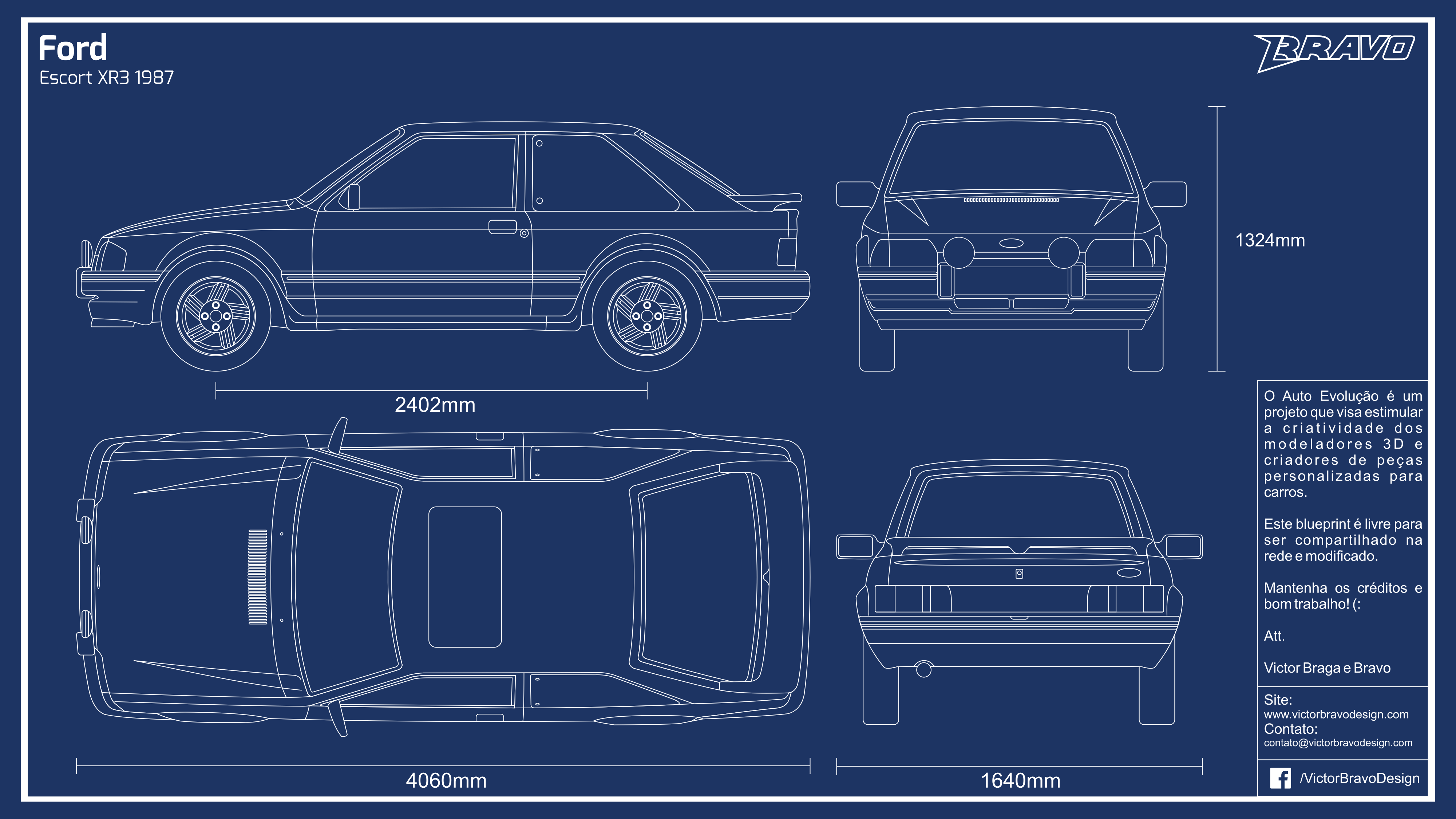 Blueprints – Ford Escort XR3 1987 – Victor Bravo Design
